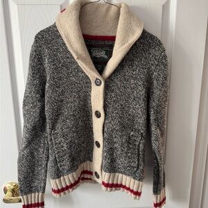 Roots | Sweaters | Roots Gray And Cream Cardigan With Red Accents ...